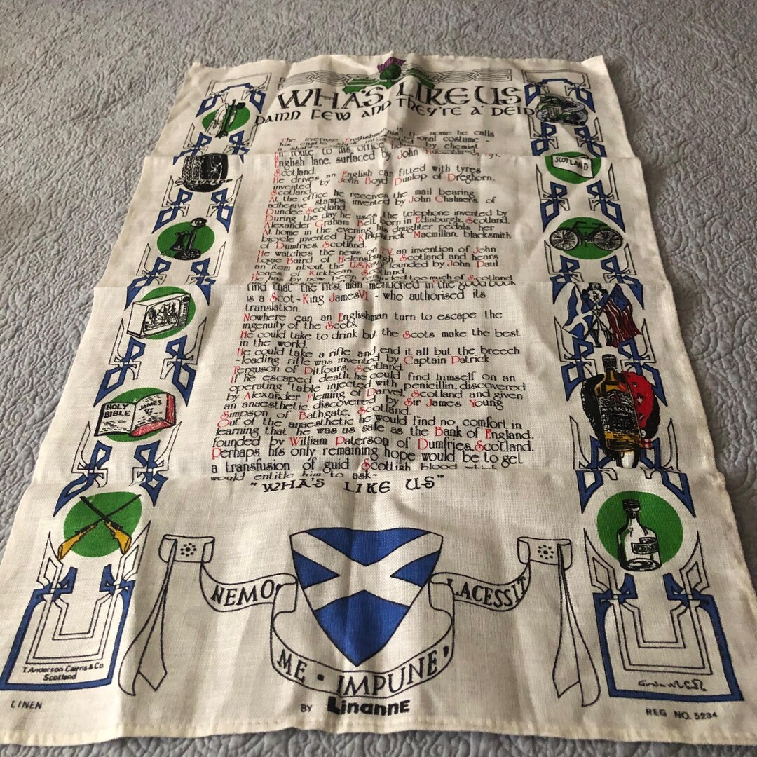 Linanne W'as Like Us Scottish Scotland Linen Tea Towel - Etsy