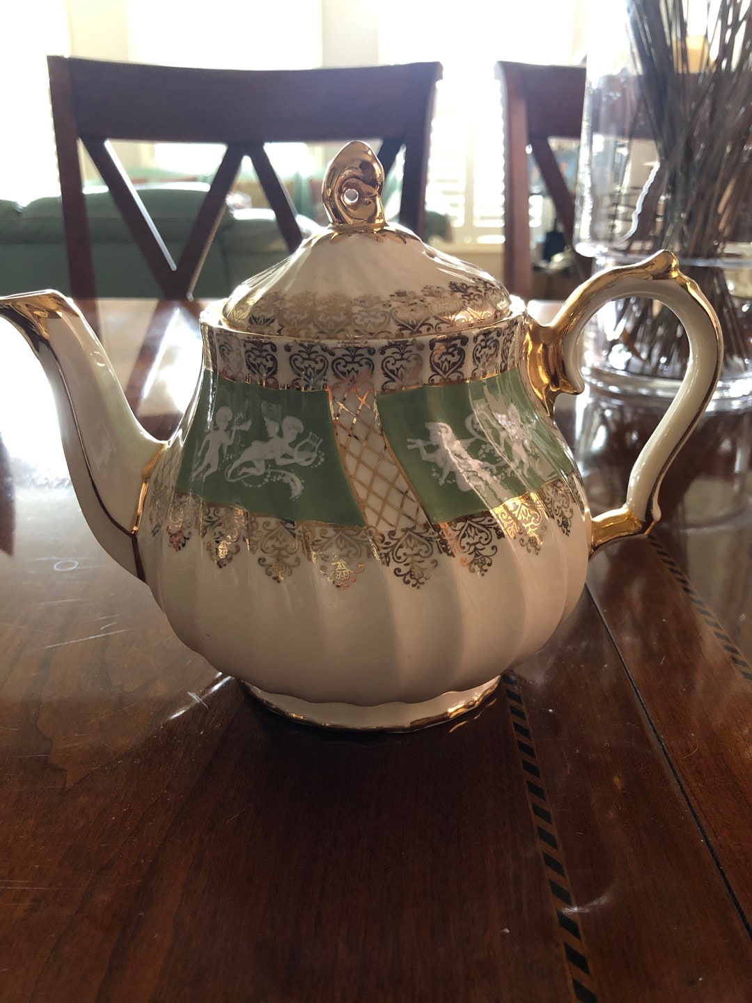 Sadler Cupid Cream and Gold Teapot - Etsy