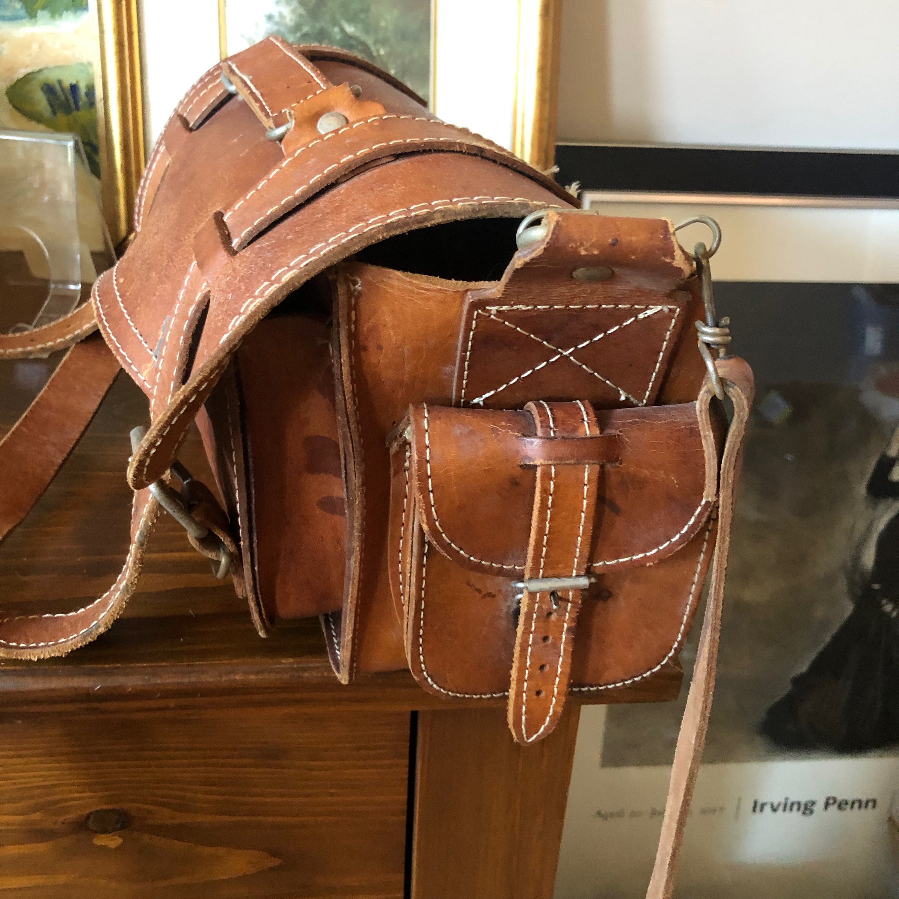 Vintage Natural Leather Camera Bag - Etsy