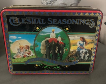 Vintage 80s Celestial Seasonings Herb Tea Cinnamon Rose Metal Desert ...