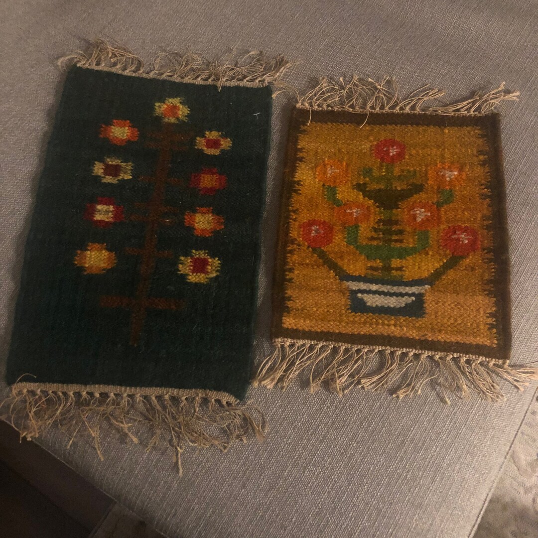 Vintage Wool Wall Hangings Set of 2 - Etsy