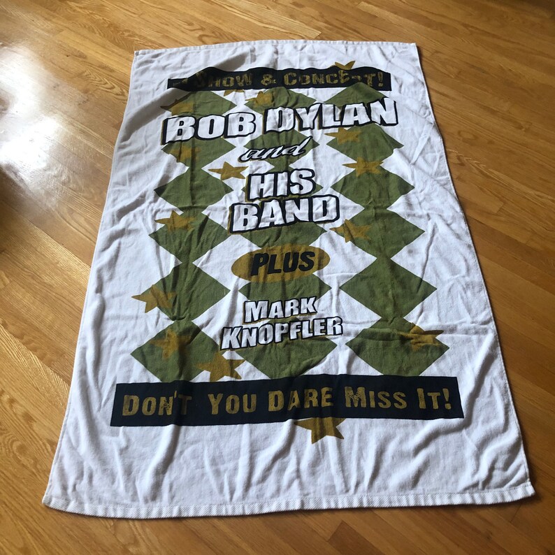 Bob Dylan and His Band and Mark Knoffler in Concert Large Cotton Towel ...