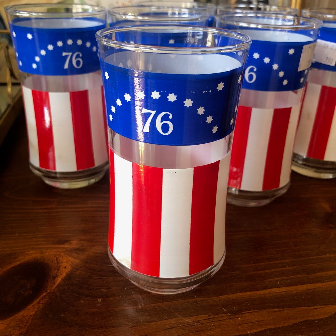 Bicentennial 1976 JULY 4TH American Flag Glass Set of 2 - Etsy