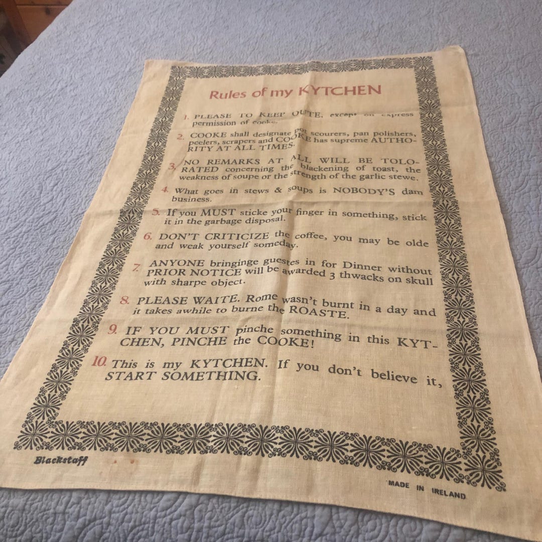 Vintage Blackstaff Rules of My Kytchen Irish Linen Tea Towel - Etsy