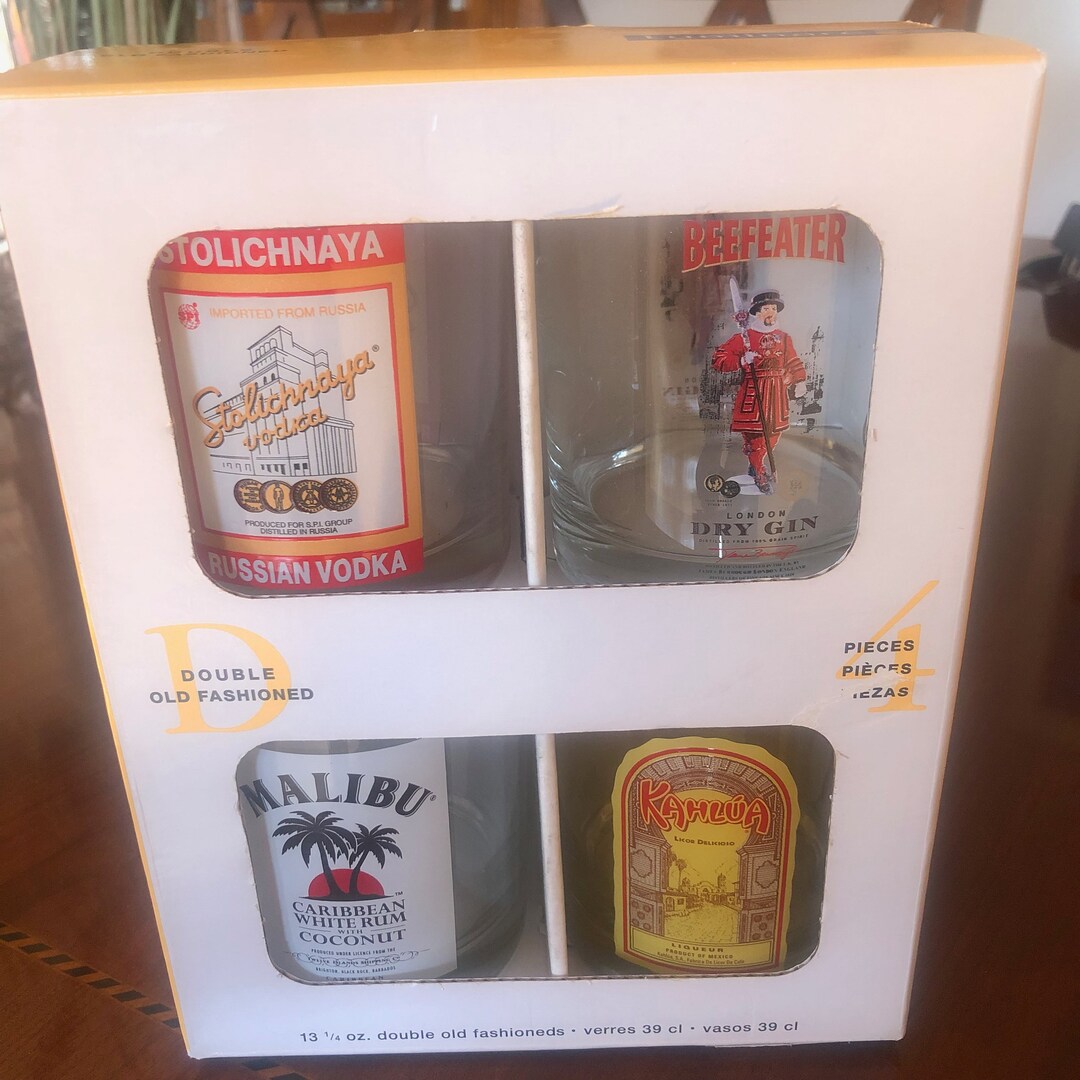 Luminarc Kahlua Malibu Rum Beefeater Stomachnaya Set of 4 Glasses - Etsy