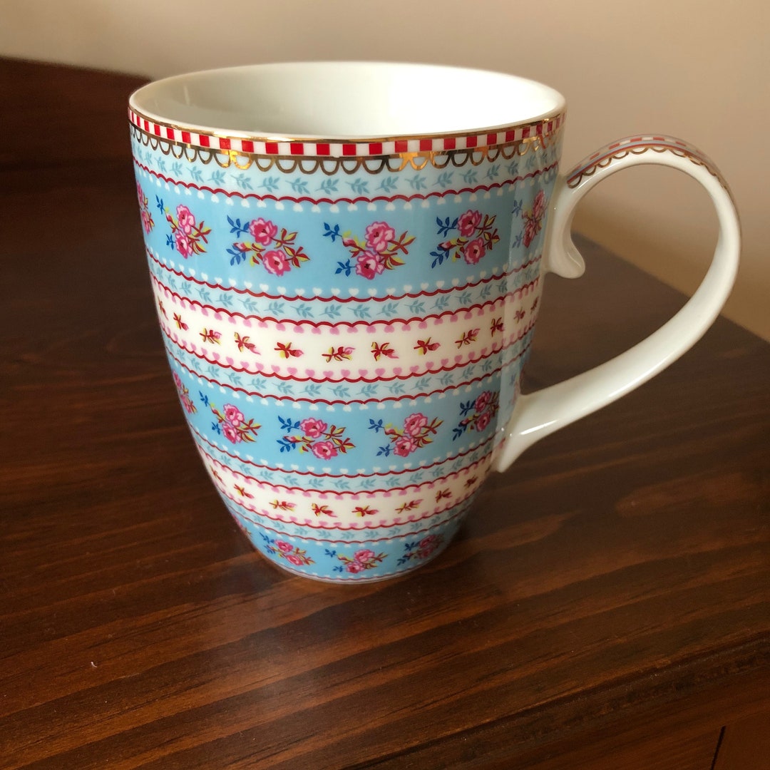 RESERVED New Edition Home Floral Porcelain Pip Home Floral Ribbon Mug ...