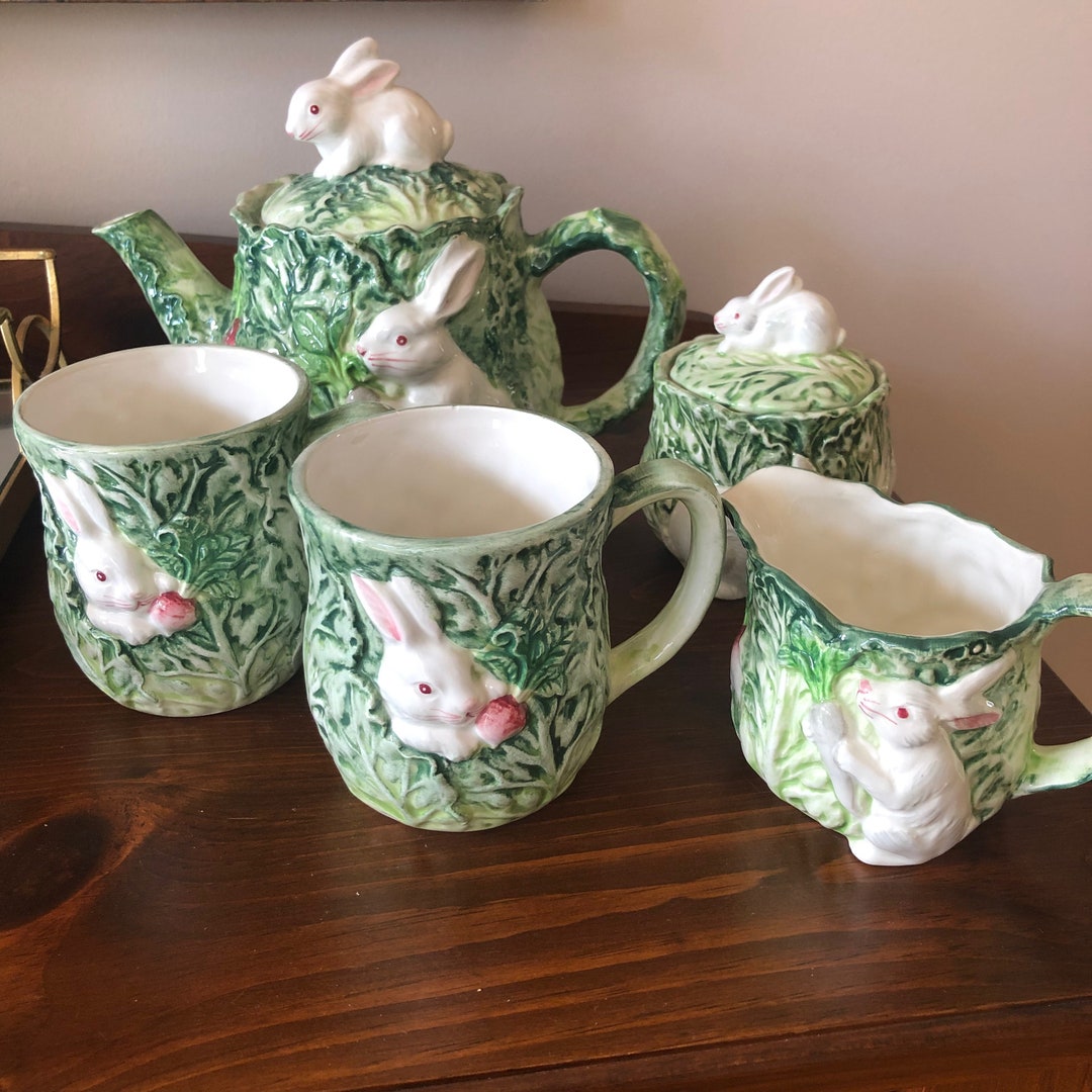 Shafford Rabbit Patch Easter Teapot Set - Etsy