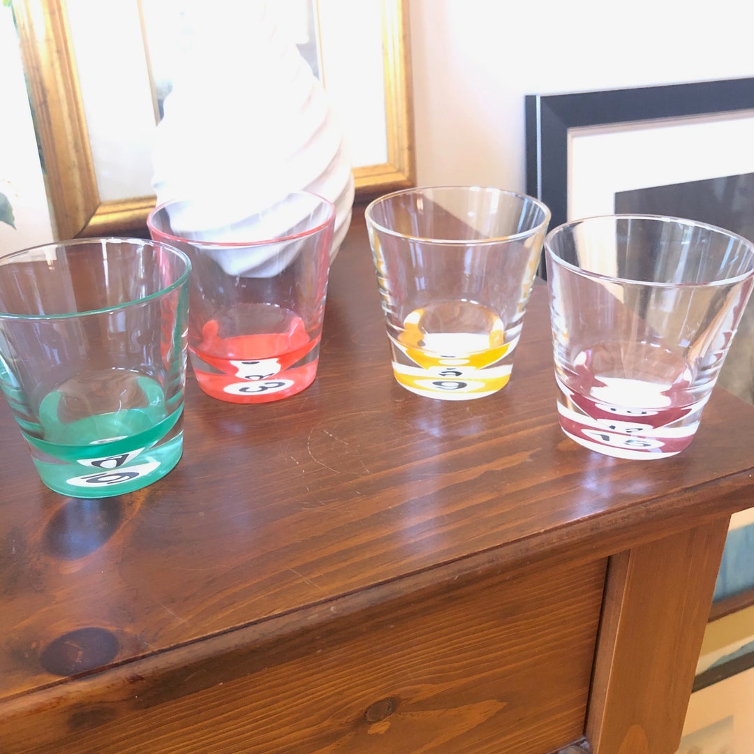 Billiard Pool Theme Lowball Glass Set of 4 - Etsy