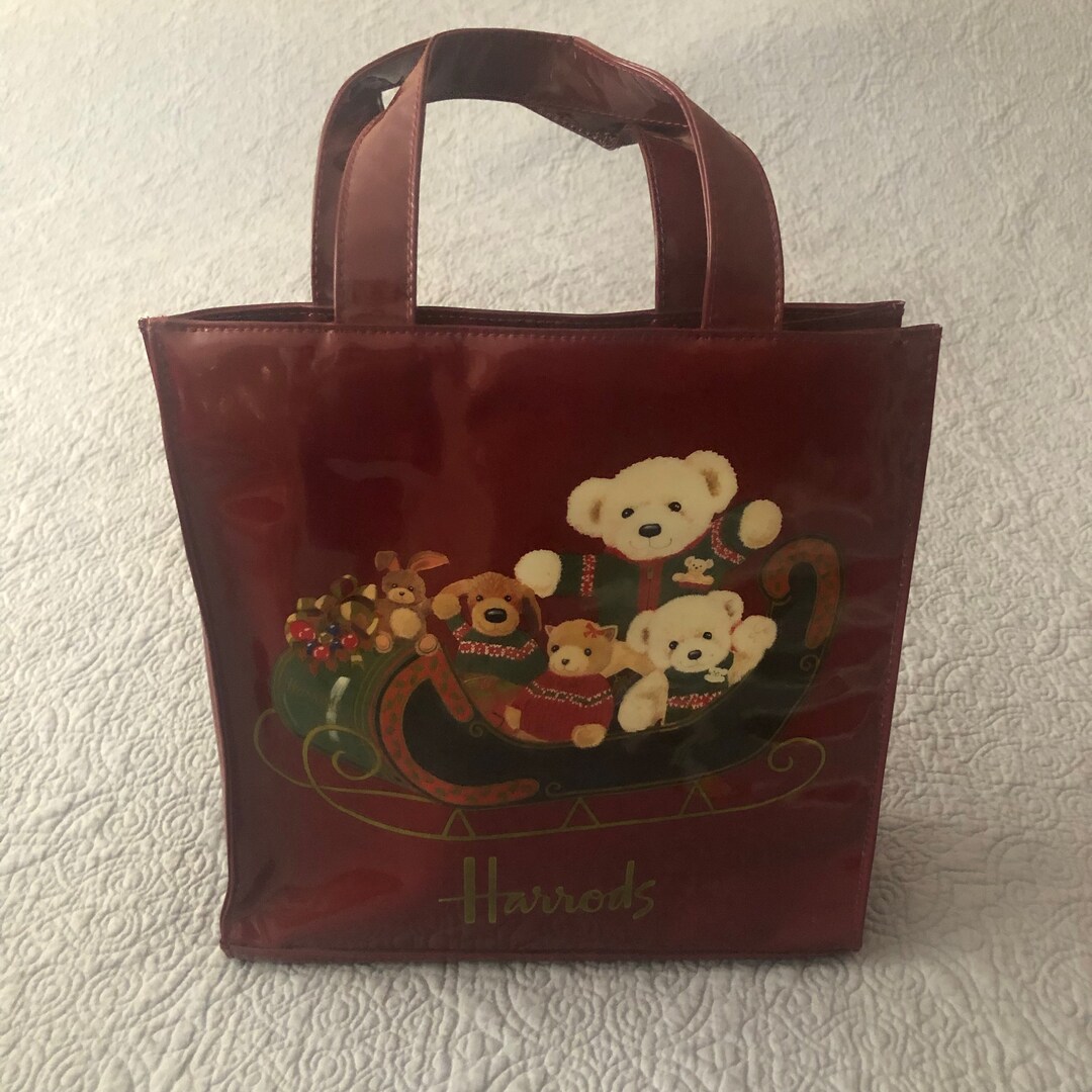 Harrods Red Small Christmas PVC Tote Bag - Etsy