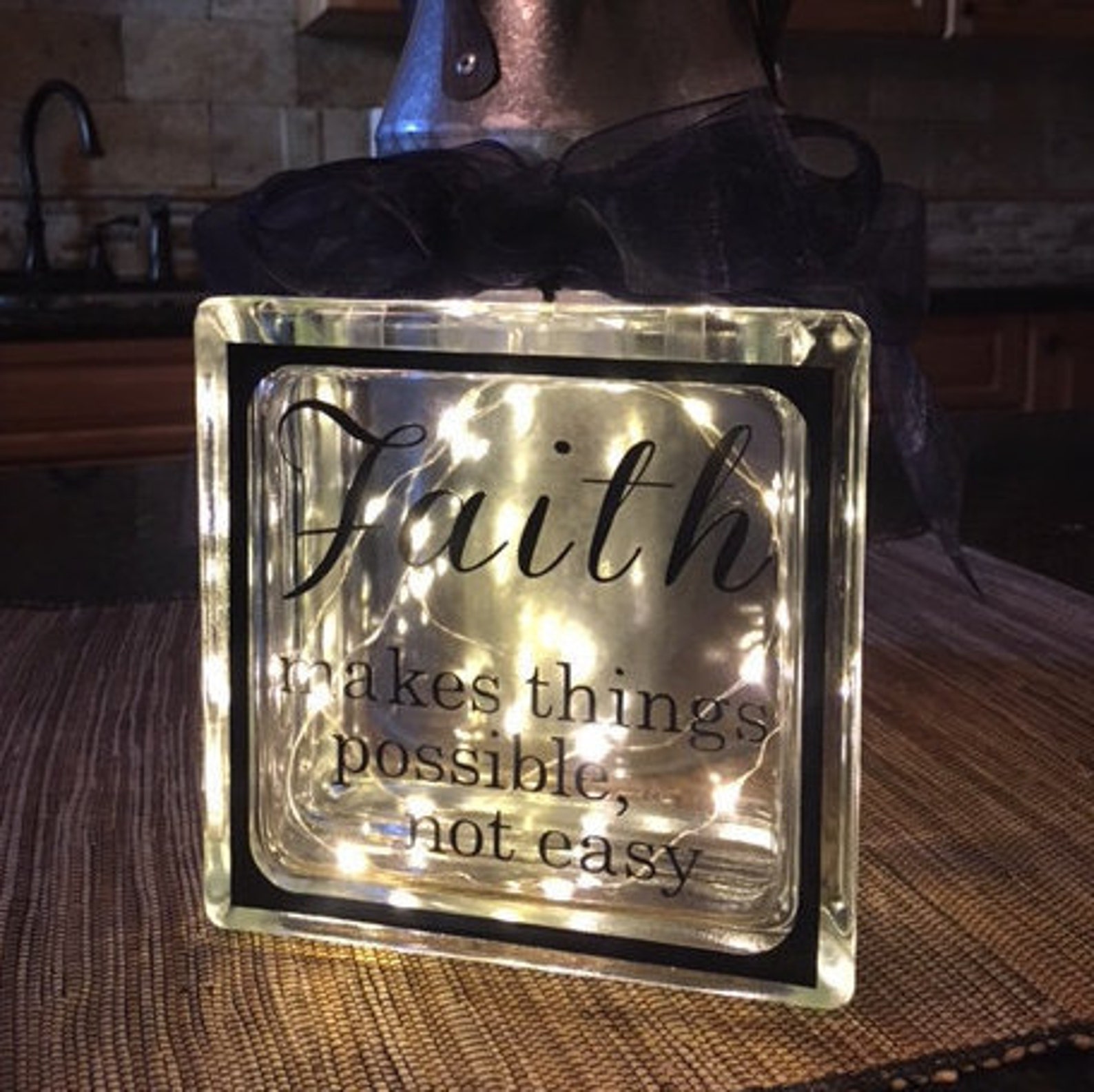 Lighted Glass Block, Battery, Glass Block Night Light, Gift for Her ...