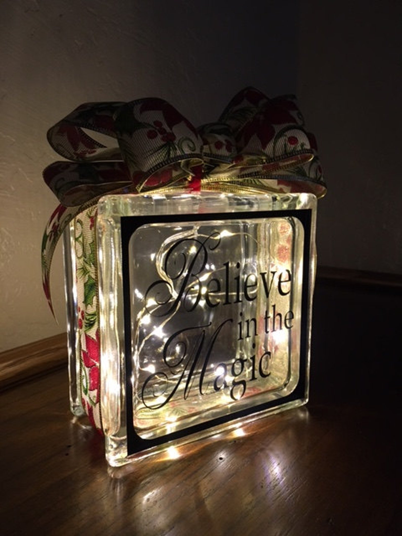 Lighted Glass Block, Battery, Glass Block Night Light, Glass Block ...