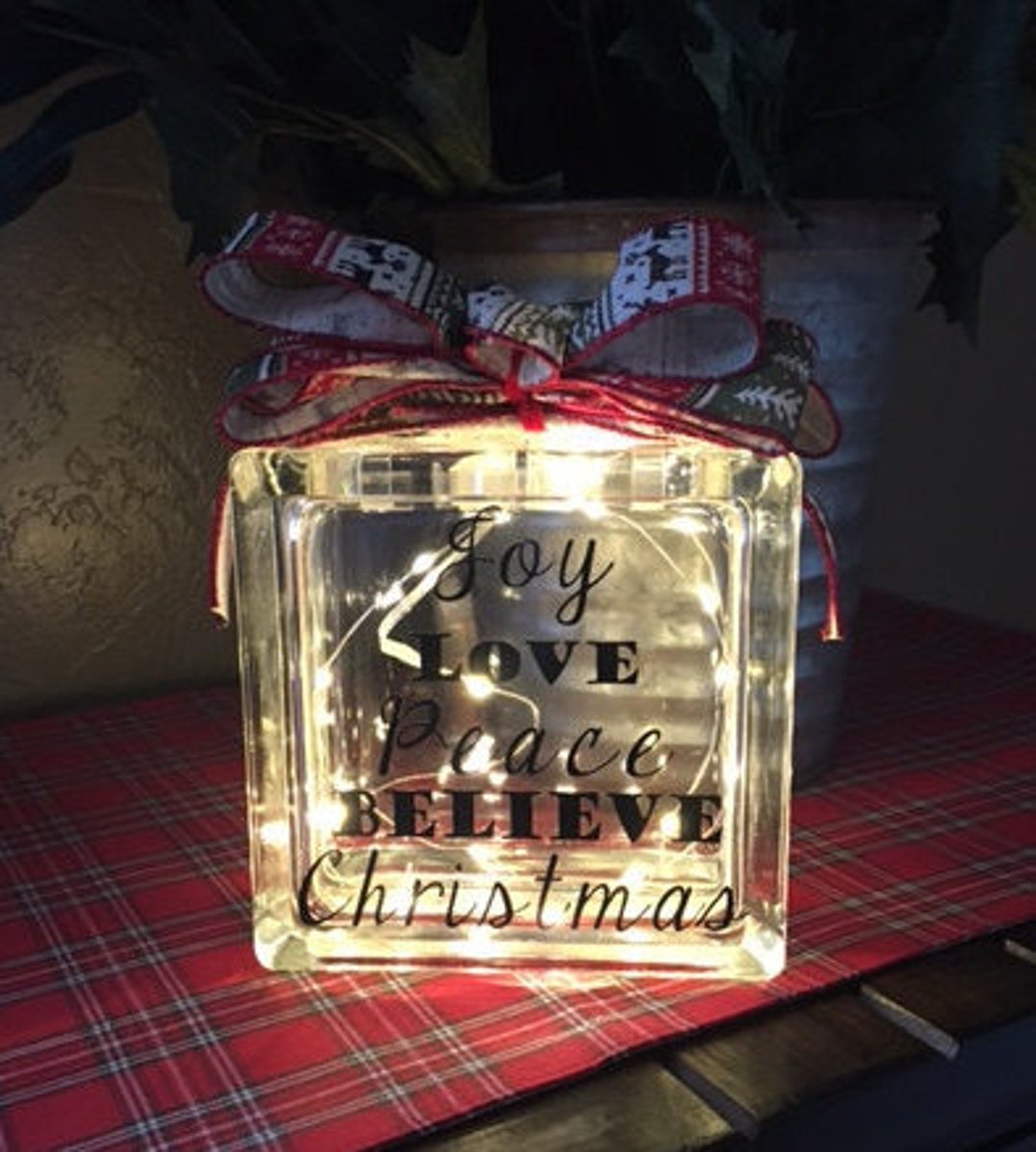 Lighted Glass Block, Battery, Glass Block Night Light, Glass Block ...