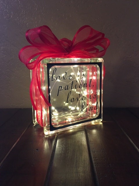 Lighted Glass Block, Battery, Glass Block Night Light, Gift for Her ...