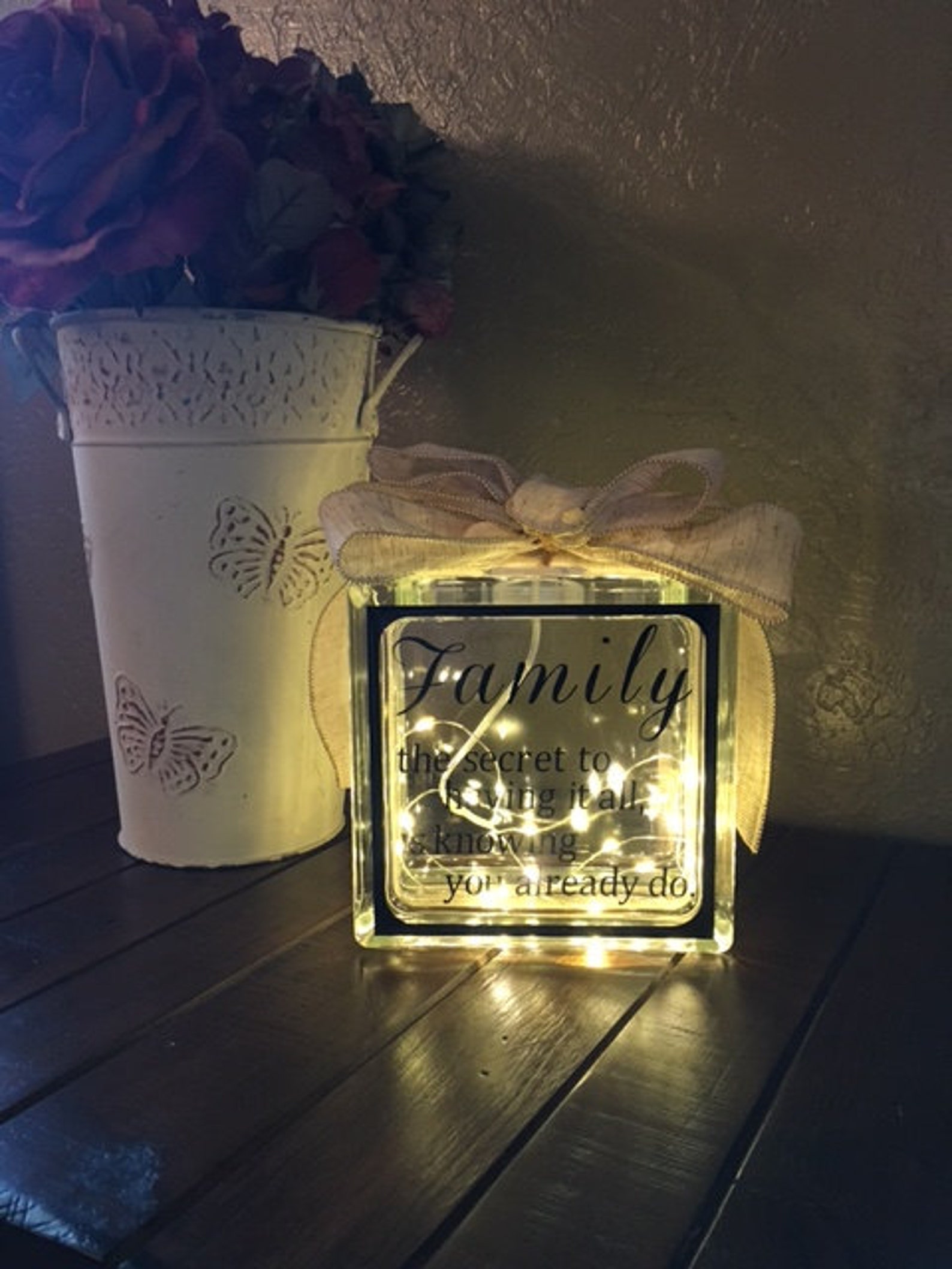 Lighted Glass Block, Battery, Glass Block Night Light, Gift for Her ...