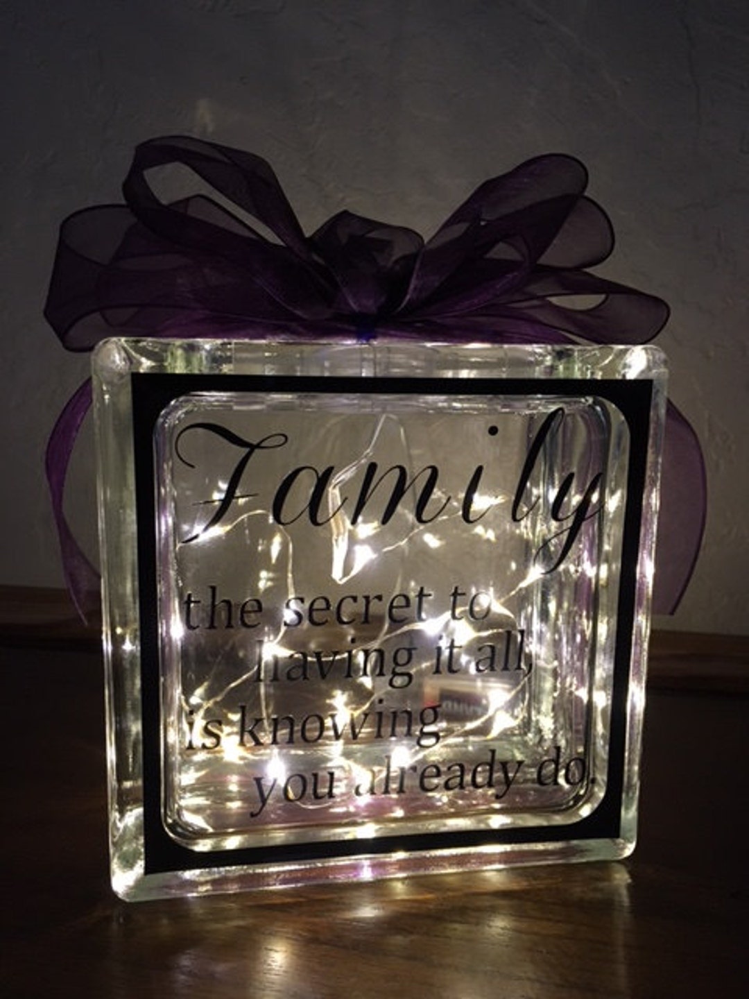 Lighted Glass Block, Battery, Glass Block Night Light, Gift for Her ...
