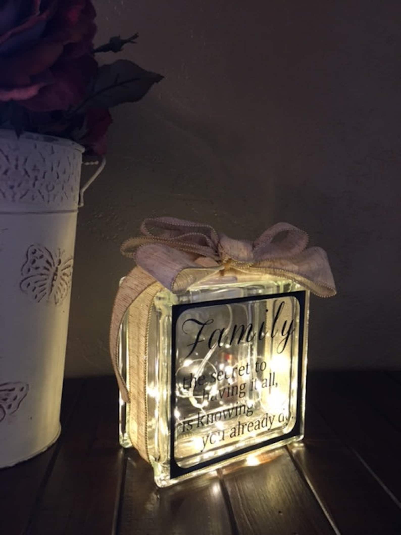 Lighted Glass Block, Battery, Glass Block Night Light, Gift for Her ...