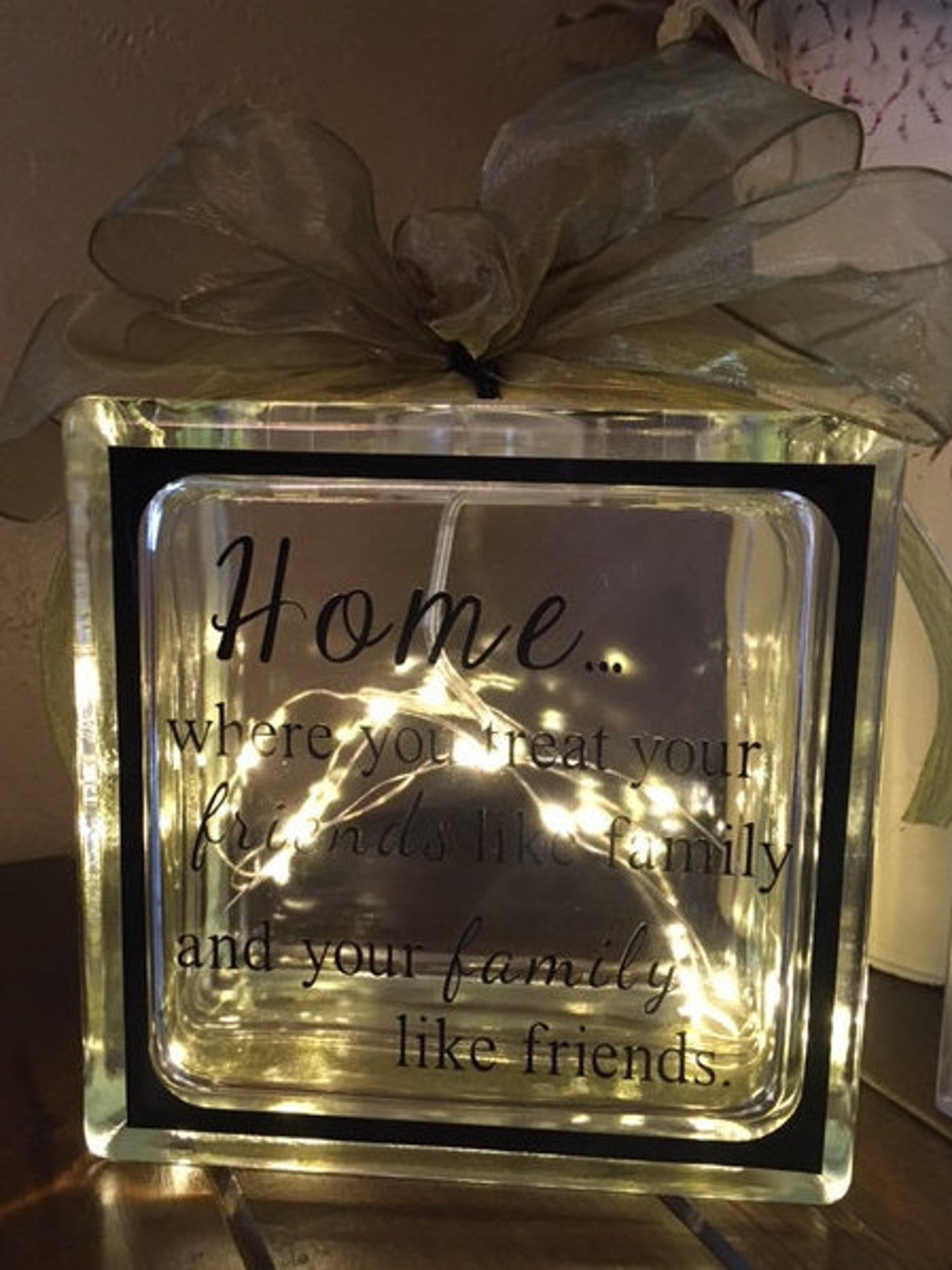Lighted Glass Block, Battery, Glass Block Night Light, Gift for Her ...