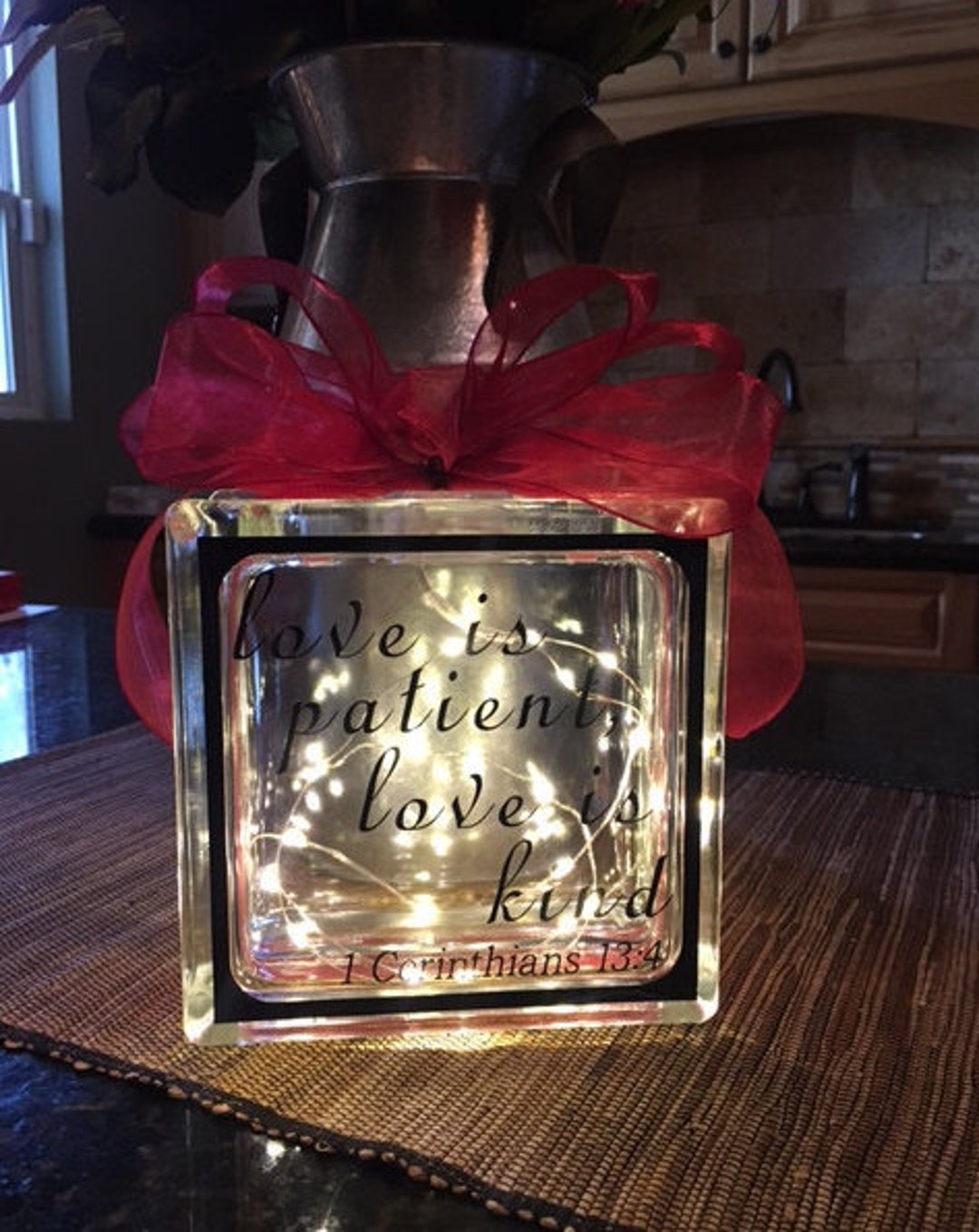 Lighted Glass Block, Battery, Glass Block Night Light, Gift for Her ...