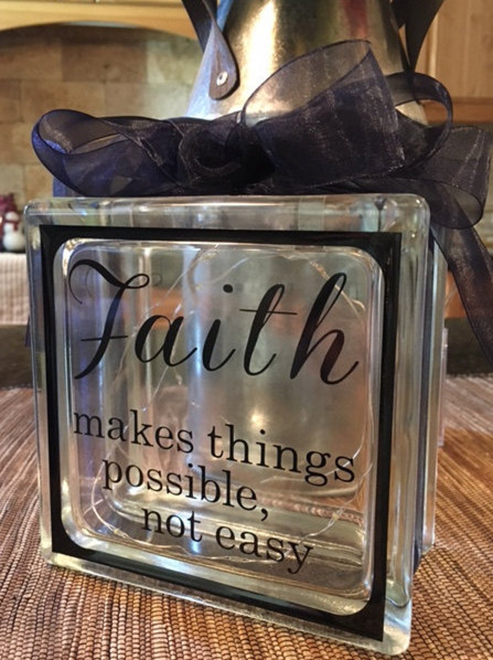 Lighted Glass Block, Battery, Glass Block Night Light, Gift for Her ...