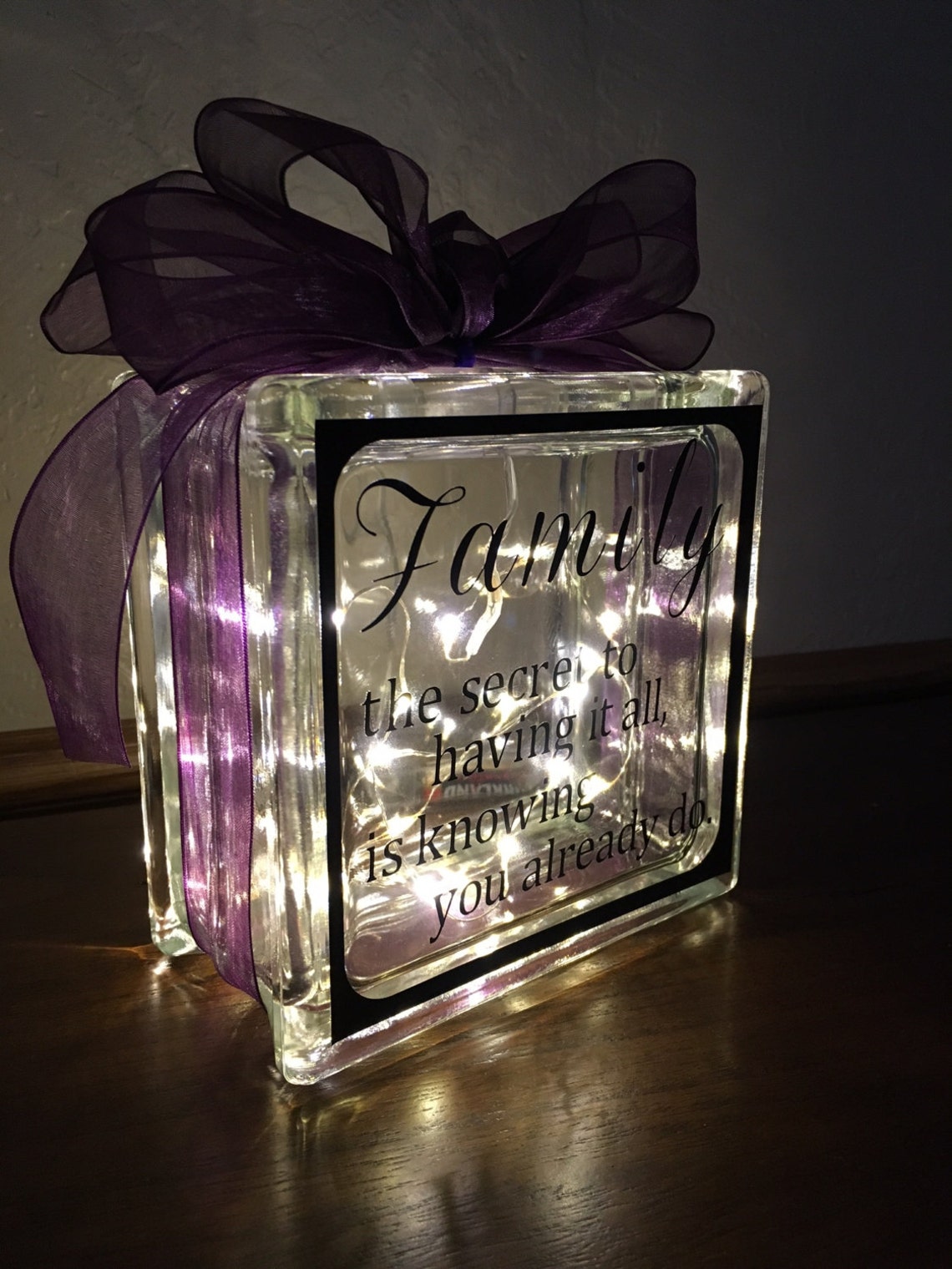 Lighted Glass Block, Battery, Glass Block Night Light, Gift for Her ...