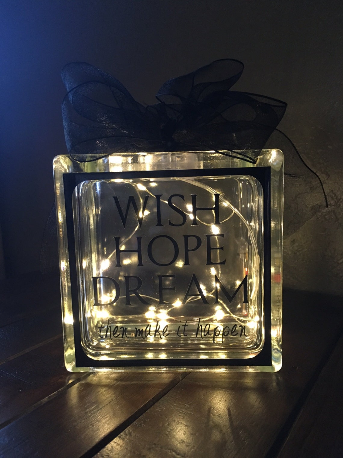 Lighted Glass Block, Battery, Glass Block Night Light, Glass Block ...