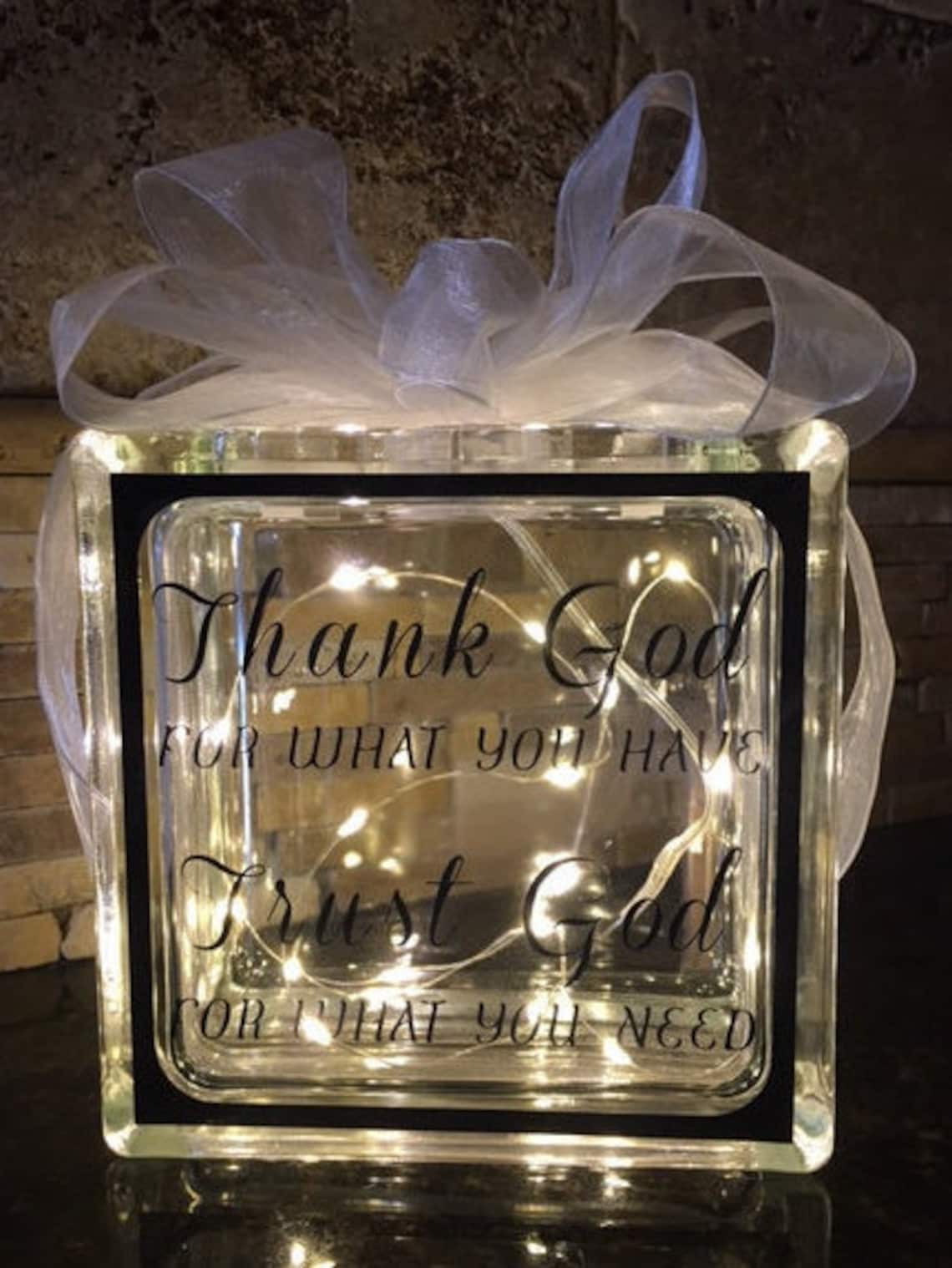 Lighted Glass Block, Battery, Glass Block Night Light, Gift for Her ...
