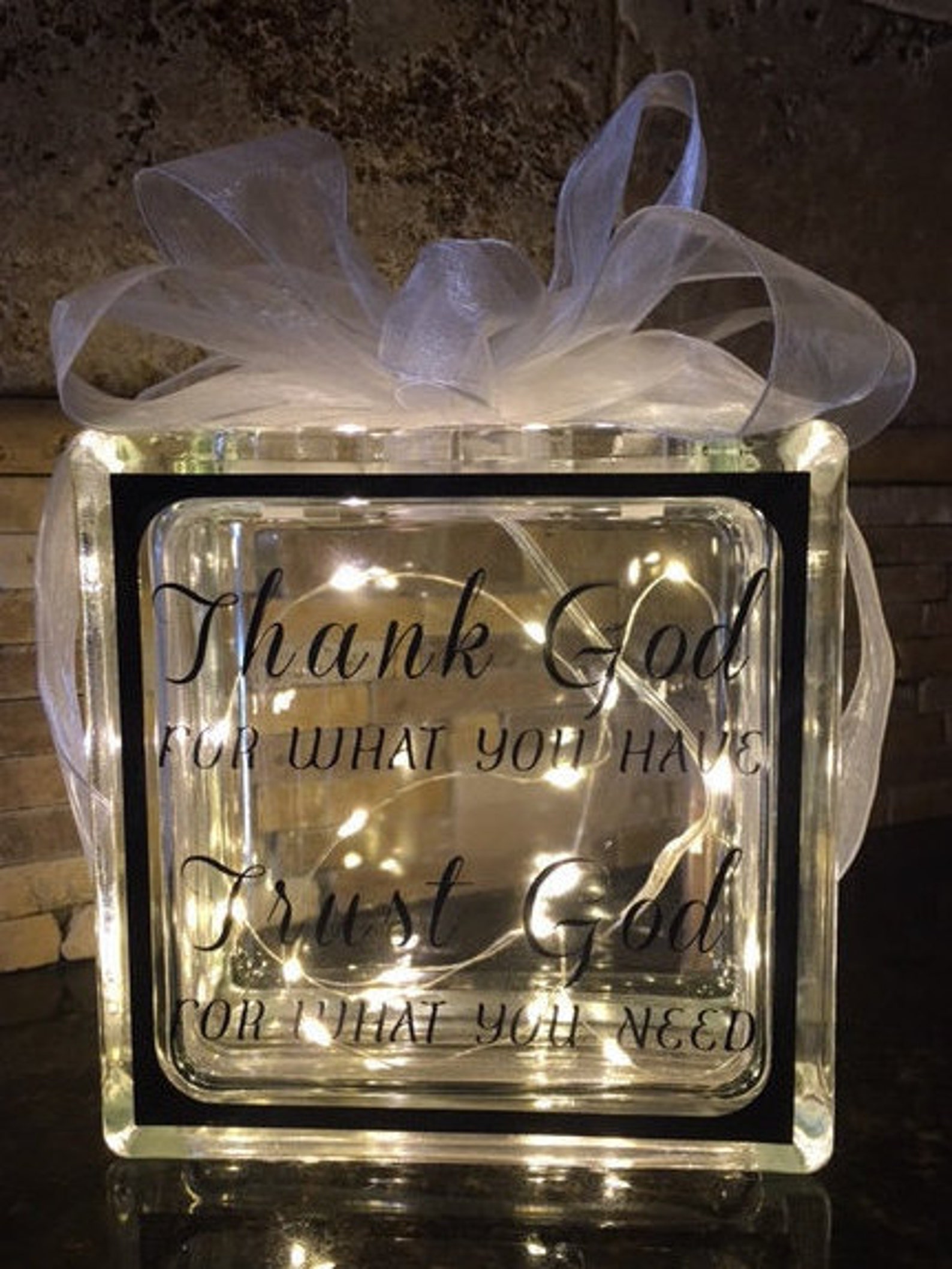 Lighted Glass Block, Battery, Glass Block Night Light, Gift for Her ...
