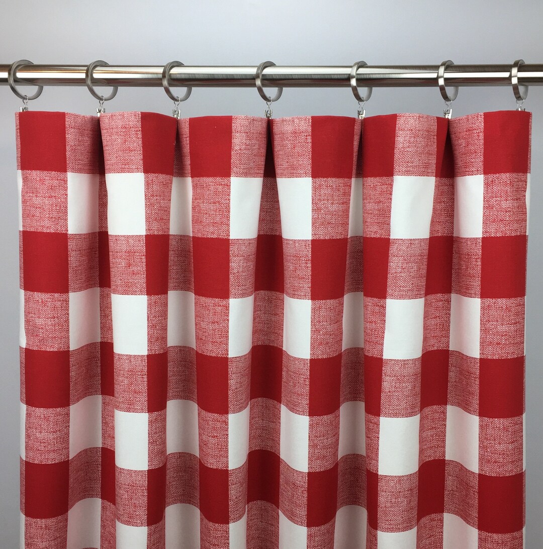 Red and White Buffalo Check Rod-pocket Curtains - Red Buffalo Plaid ...