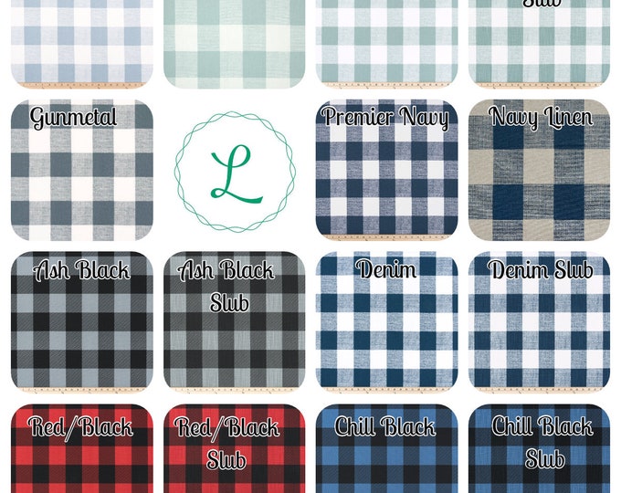 Blue Plaid Slub Rod-pocket Curtains Denim Blue Buffalo Check Curtains ...