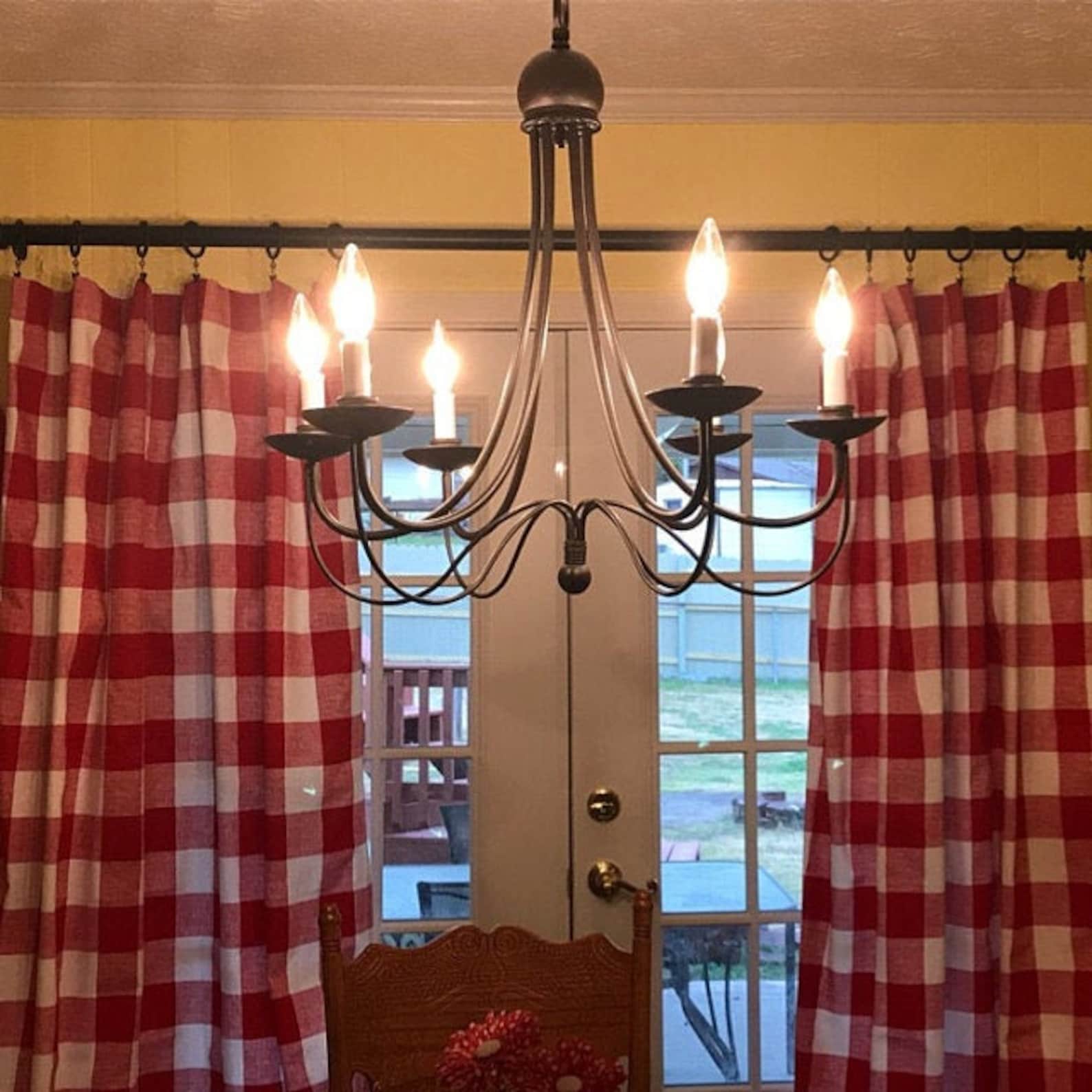 Red and White Buffalo Check Rod-pocket Curtains - Red Buffalo Plaid ...