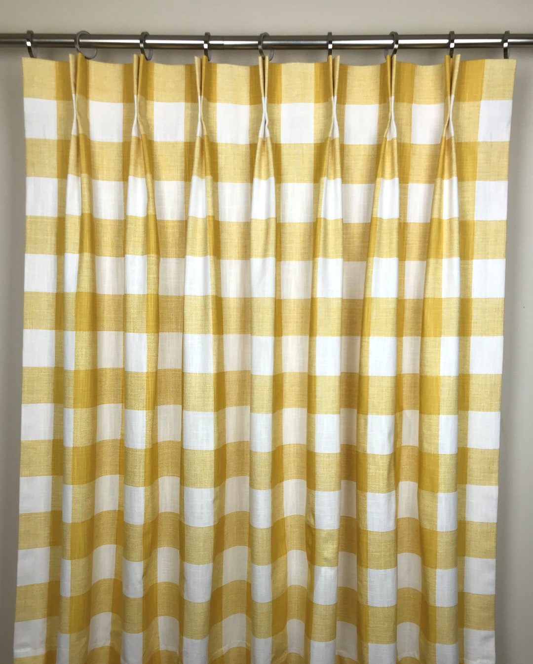 A Pair of Yellow Pinch Pleat Curtains - Anderson Brazilian Yellow Slub ...