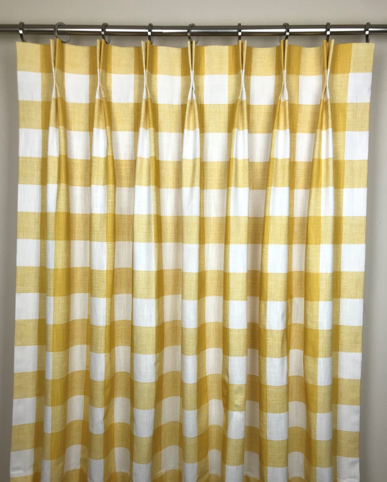 A Pair of Yellow Pinch Pleat Curtains Anderson Brazilian - Etsy