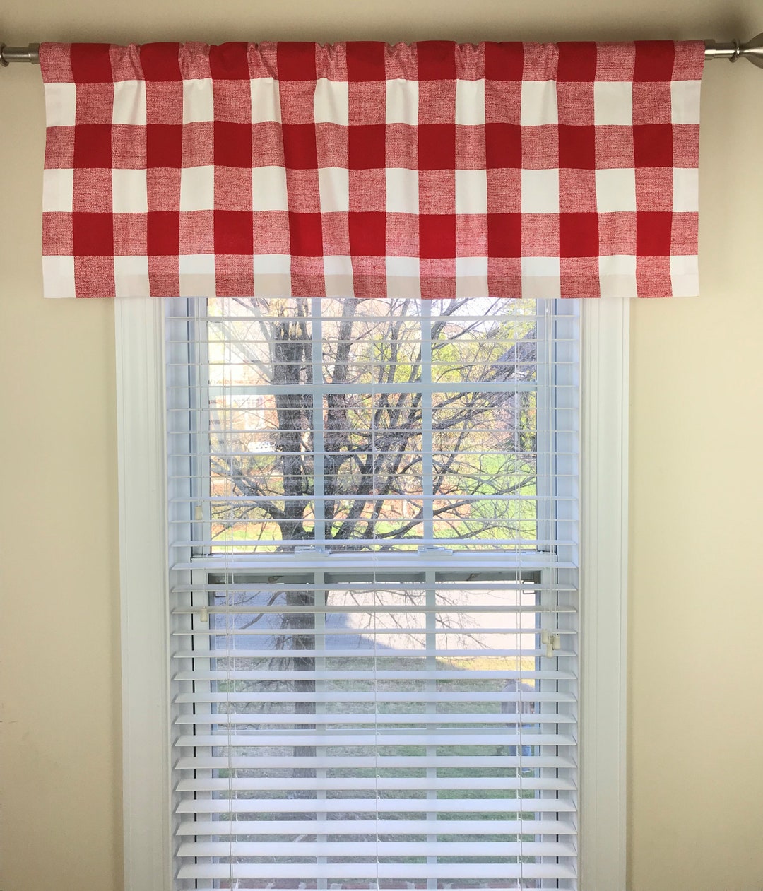 Red and White Buffalo Check Valance - Red and White Window Valance ...