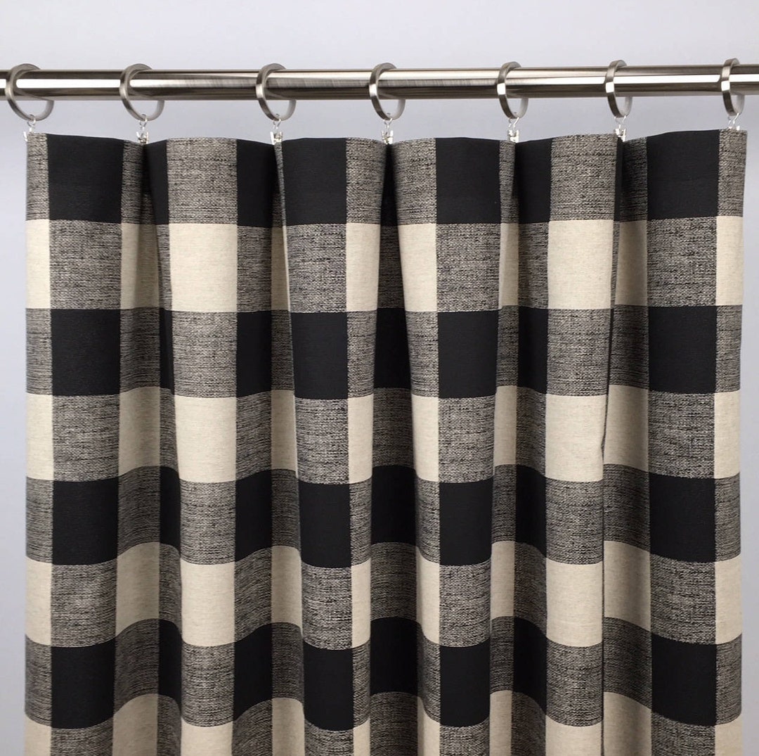 Black Tan Buffalo Check Curtains - Black Buffalo Plaid - Black Gingham ...