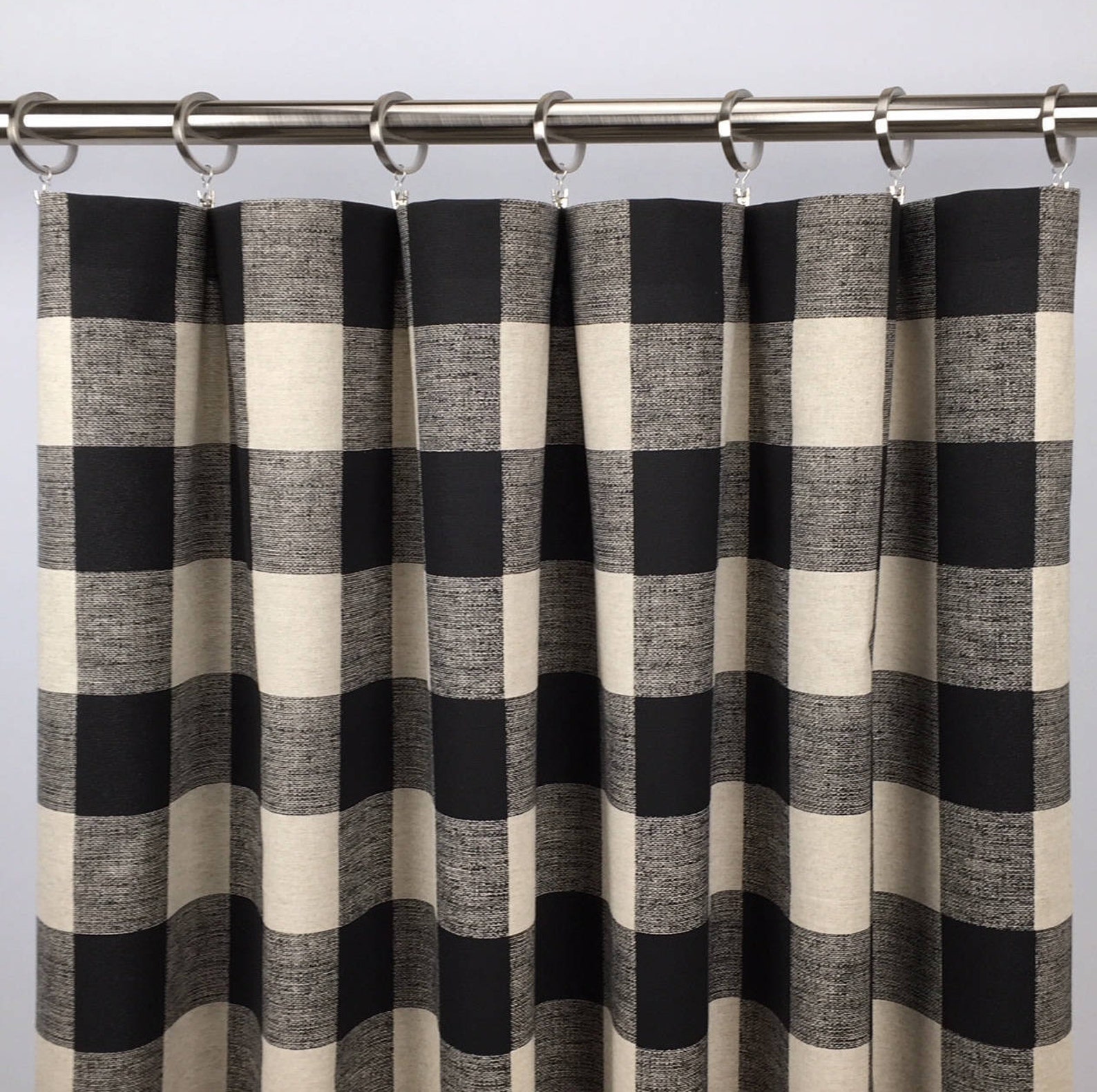 Black Tan Buffalo Check Curtains - Black Buffalo Plaid - Black Gingham ...