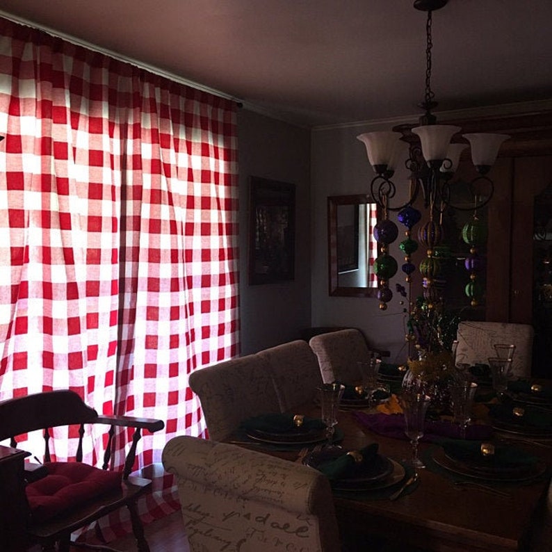 Red and White Buffalo Check Rod-pocket Curtains Red Buffalo - Etsy