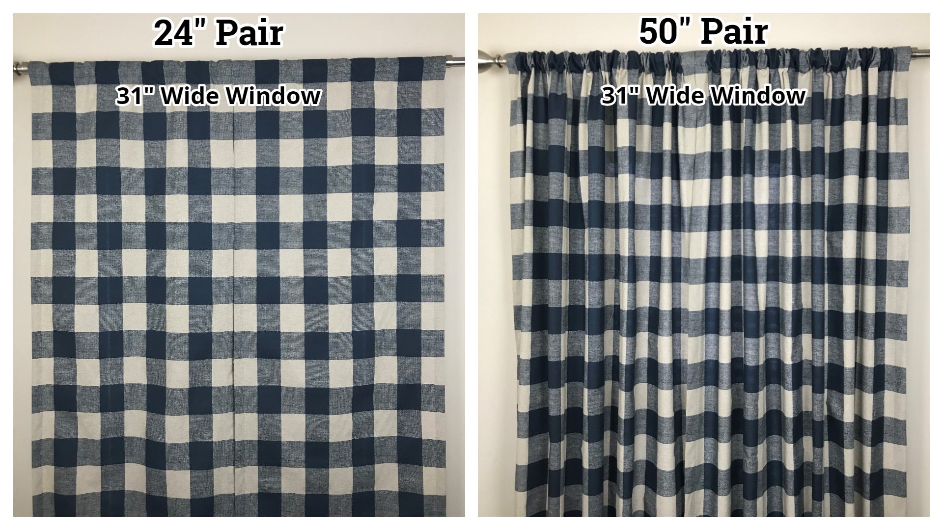 Polo Blue Buffalo Check Curtains Gunmetal Blue Plaid Blue - Etsy