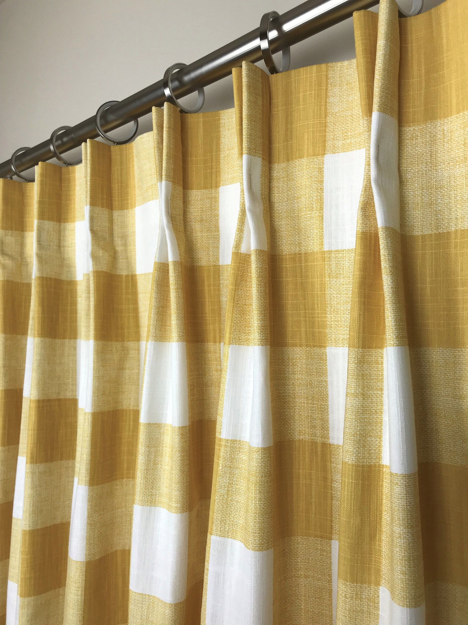 A Pair of Yellow Pinch Pleat Curtains Anderson Brazilian - Etsy