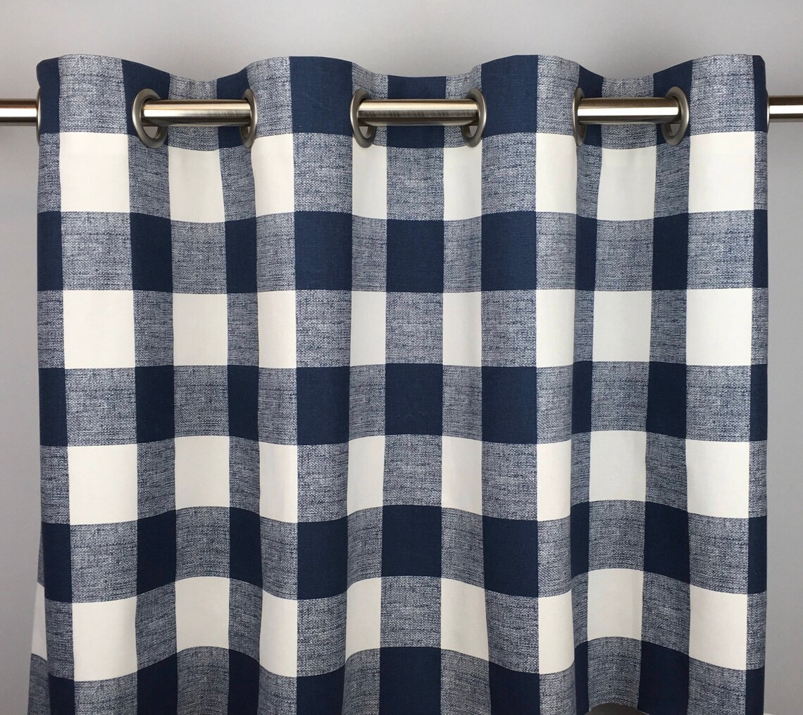 Navy Blue Buffalo Check Grommet Curtains Navy Blue Buffalo - Etsy