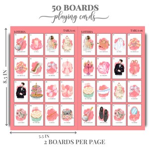 Despedida De Soltera Loteria Juegos 50 Tableros Juegos Para Boda Bridal ...