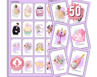 Despedida De Soltera Loteria Juegos 50 Tableros Juegos Para Boda Bridal ...