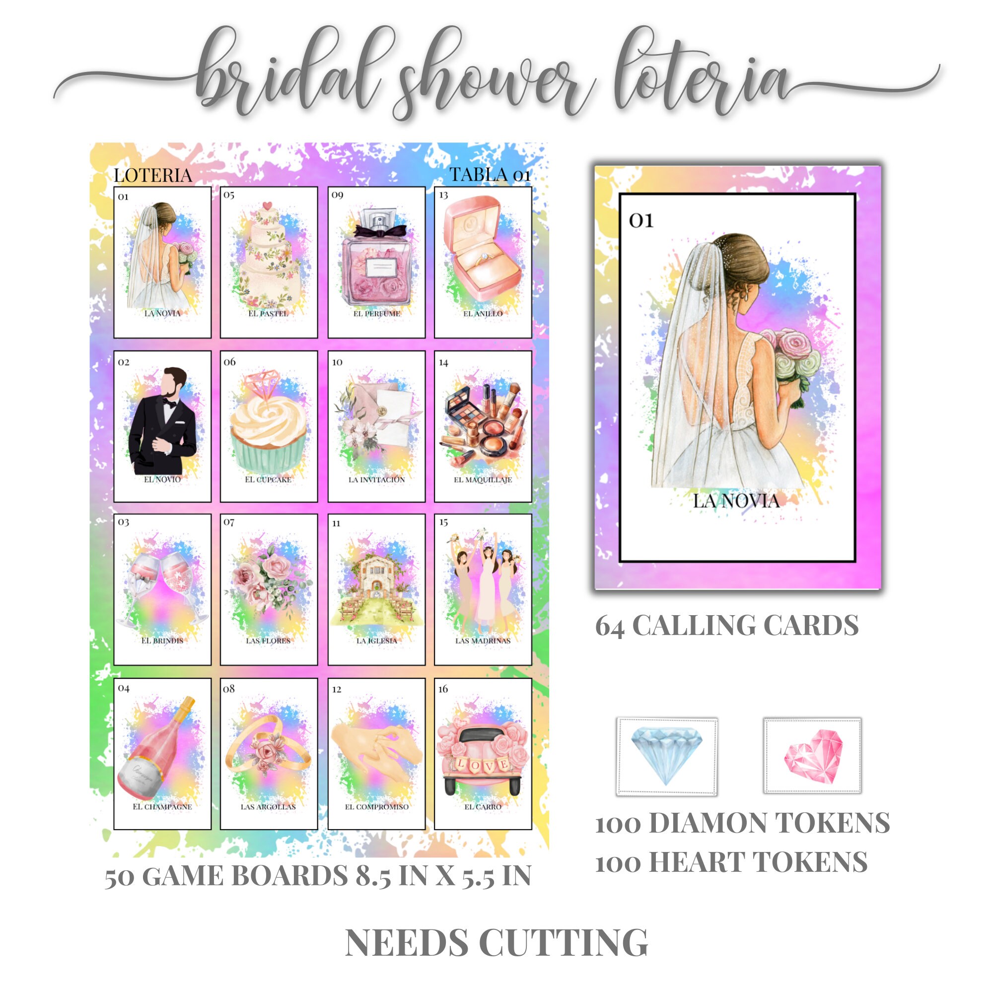 Despedida De Soltera Loteria Juegos 50 Tableros Juegos Para Boda Bridal ...