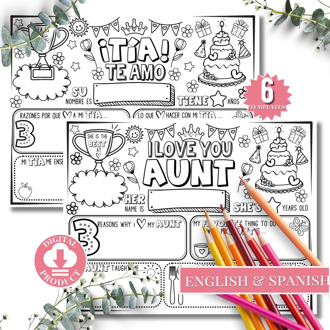 Happy Birthday Aunt Coloring Page | Printable All About My Aunt Fill in ...