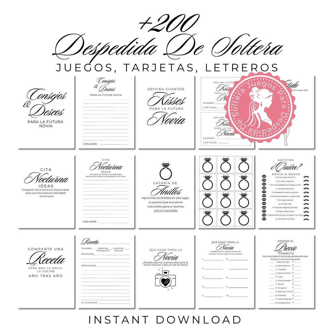 Despedida De Soltera Juegos Mega Bundle 02 - Juegos Para Boda - Bridal ...