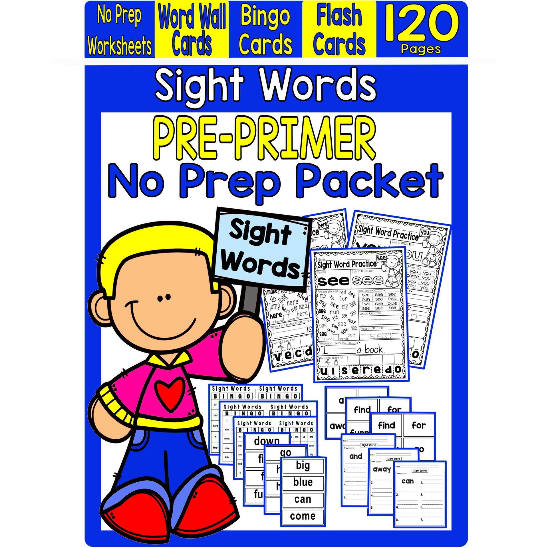 Sight Words Worksheets No Prep Packet Pre-primer Flash Cards - Etsy Canada