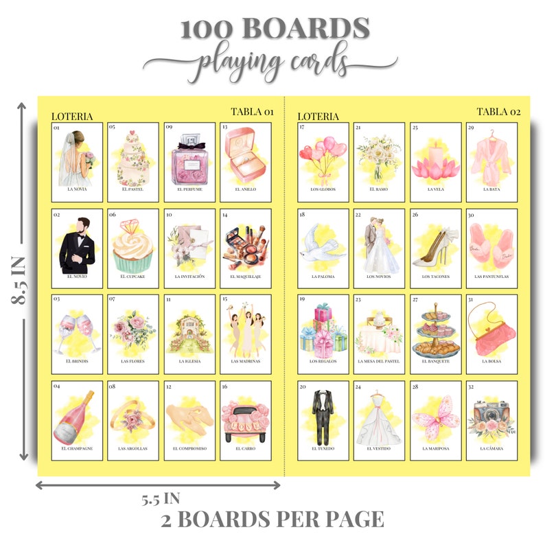 Despedida De Soltera Loteria Juegos 100 Tableros Juegos Para Boda ...