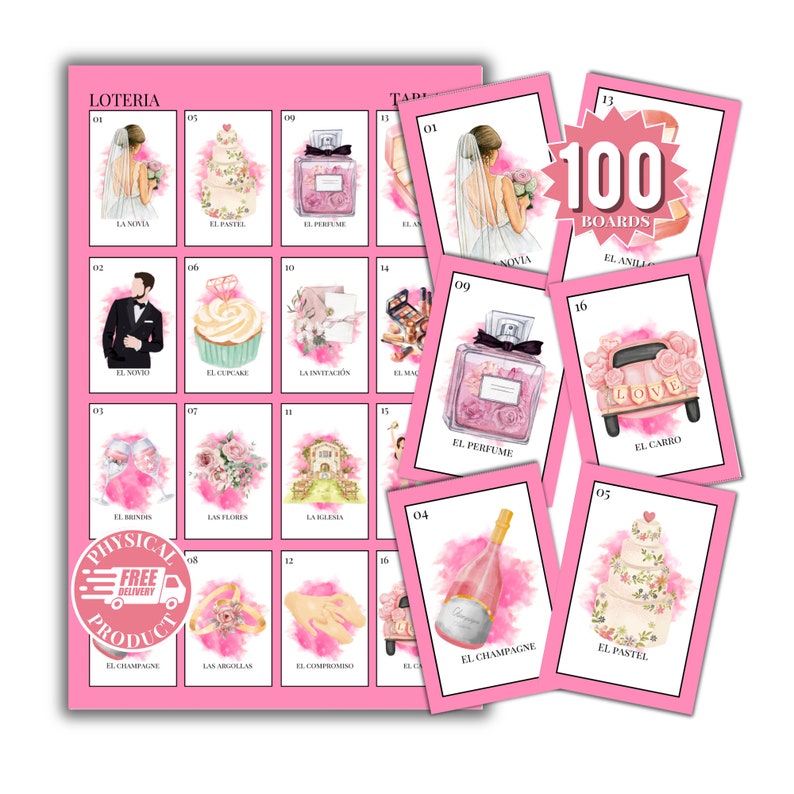 Despedida De Soltera Loteria Juegos 100 Tableros Juegos Para Boda ...