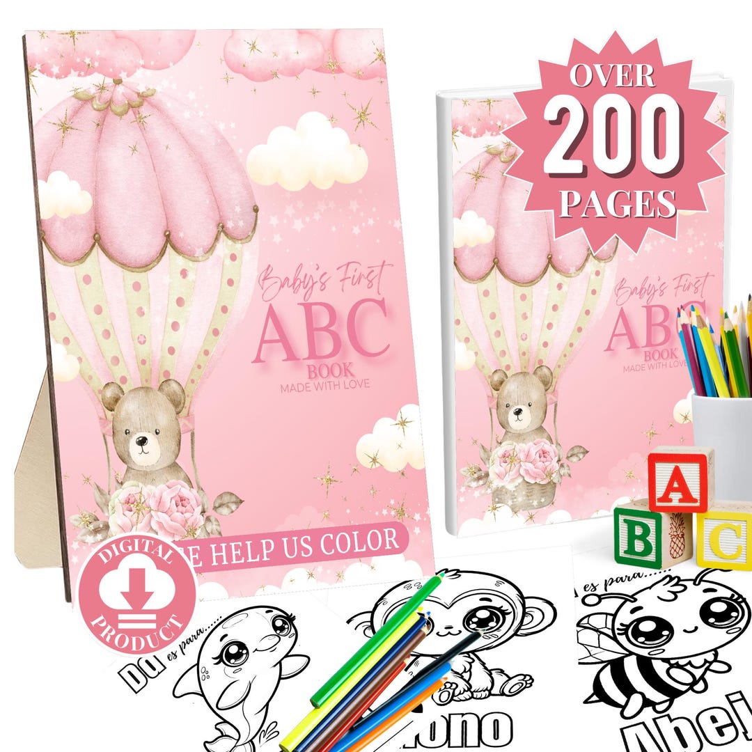 ABC Book Baby Shower Activity, Personalized Alphabet Coloring Book Baby ...