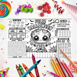 Halloween Placemats for Kids in Spanish | Coloring Books in Spanish ...