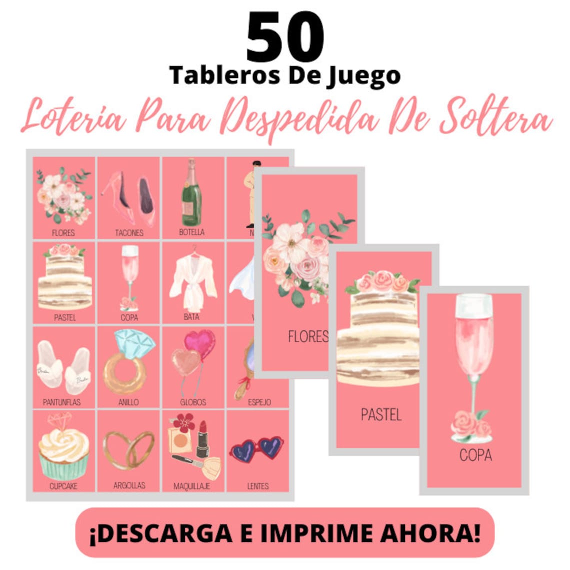 Despedida De Soltera Loteria Juegos 50 Tableros Juegos Para - Etsy